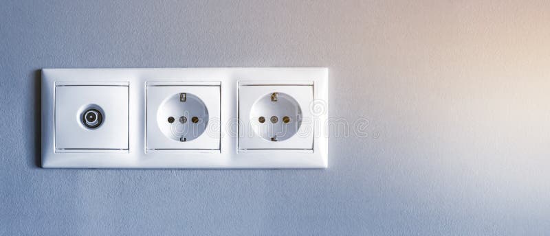 Electrical Outlets, a Set of Three White Empty Electrical Sockets and ...