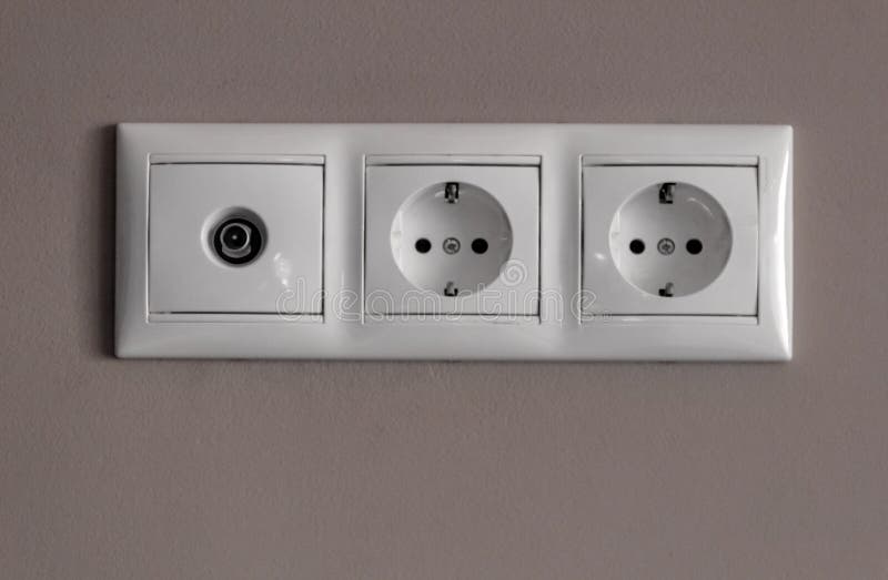 Electrical Outlets, a Set of Three White Empty Electrical Sockets for ...