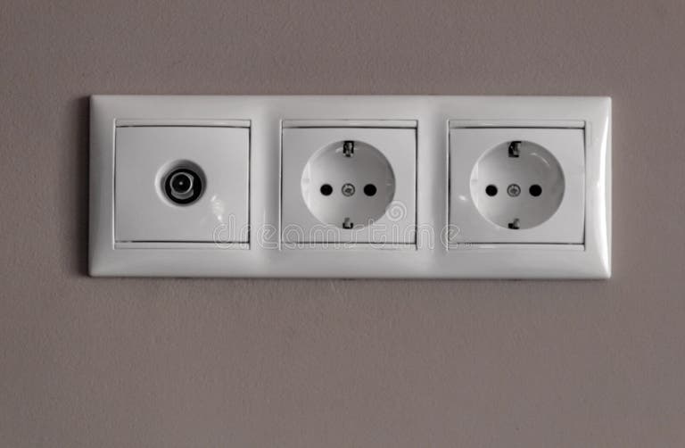 Electrical Outlets, a Set of Three White Empty Electrical Sockets for ...