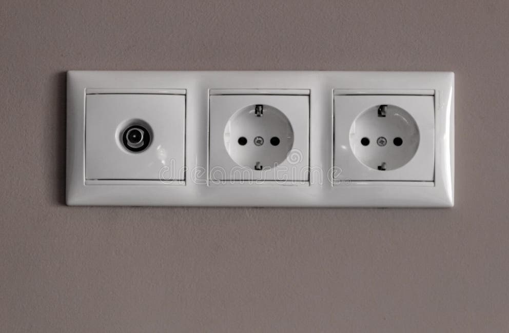 Electrical Outlets, a Set of Three White Empty Electrical Sockets for ...