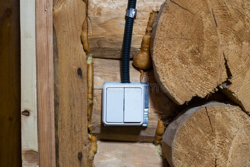Electrical Outlets or Socket Electric on Wooden Building Stock Image ...