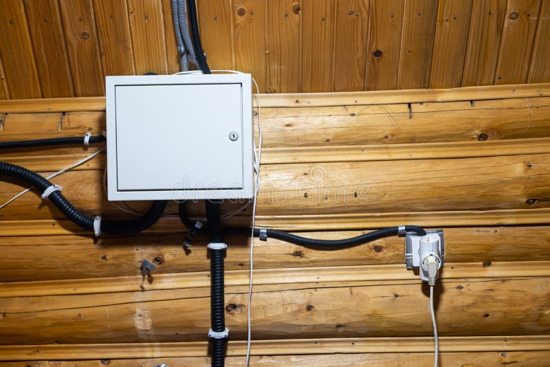 Electrical Outlets or Socket Electric on Wooden Building Stock Photo ...