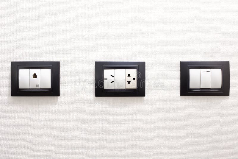 Electrical Outlets in a Wall Stock Image - Image of geometric, shape ...