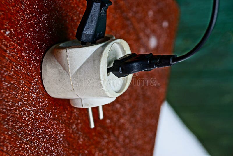 Electrical Outlets and White Adapter Stock Photo - Image of black ...
