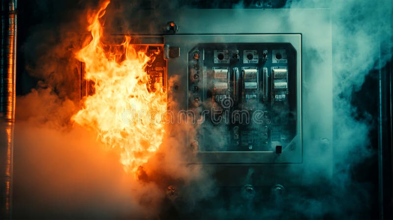 Electrical Panel Ablaze with Mesmerizing Fire and Smoke in a Striking ...