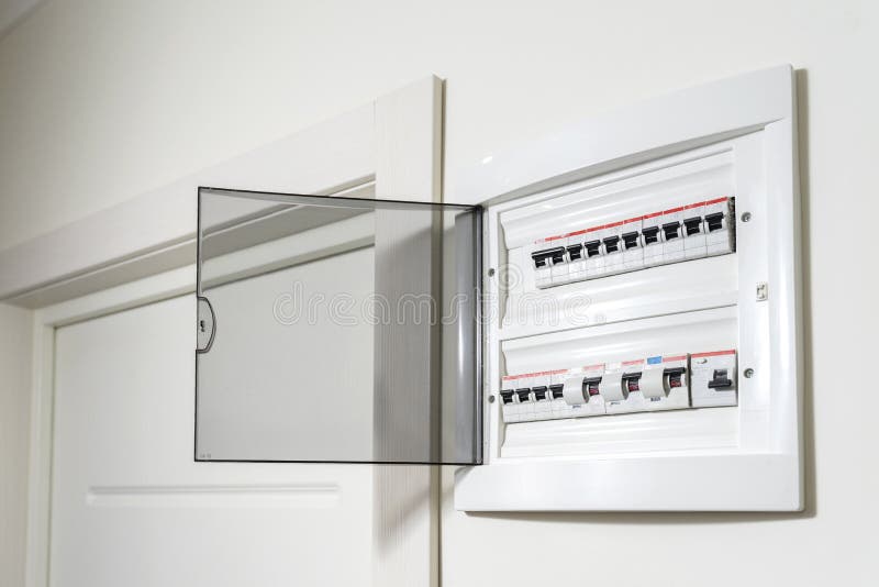 Electrical Panel in the Apartment on a White Wall Stock Image - Image ...