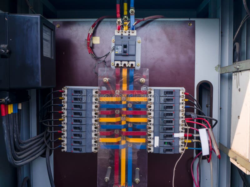 Electrical Panel at a Assembly Line Factory. Controls and Switches ...
