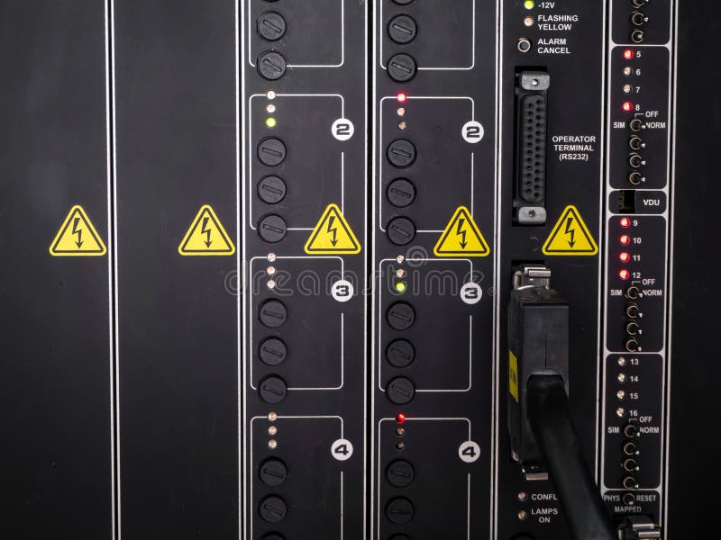 Electrical Panel at a Assembly Line Factory. Controls and Switches ...