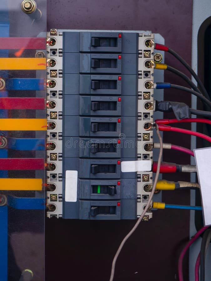 Electrical Panel at a Assembly Line Factory. Controls and Switches ...