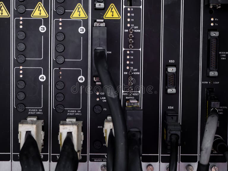 Electrical Panel at a Assembly Line Factory. Controls and Switches ...