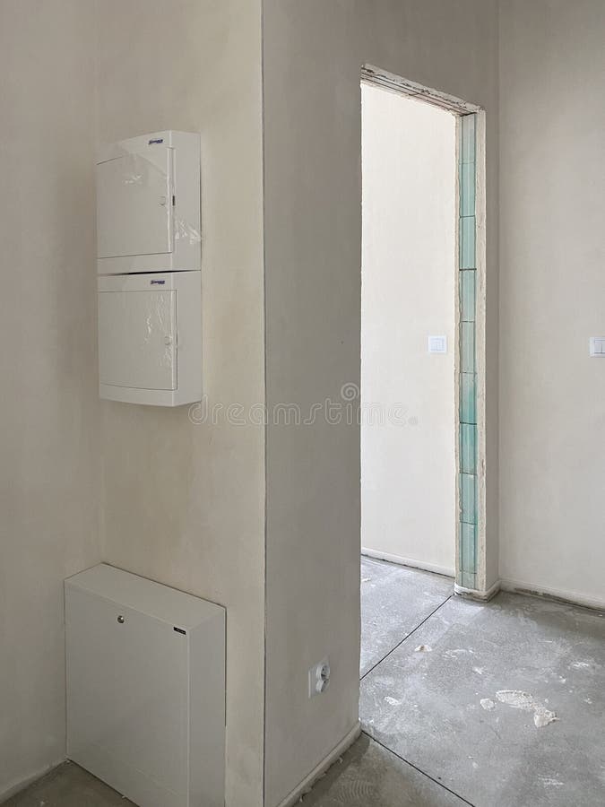 Electrical Panel in a Blank Wall Stock Image - Image of socket ...