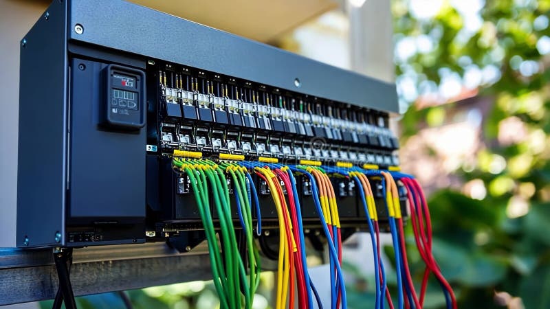 Electrical Panel with Colorful Wires Managing Power Distribution ...