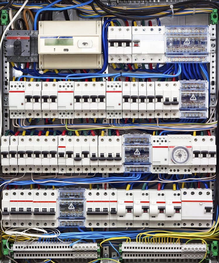 Electrical Panel with Fuses Closeup Stock Image - Image of electric ...