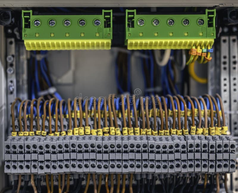 Electrical Panel with Fuses and Contactors, Close-up. Stock Photo ...
