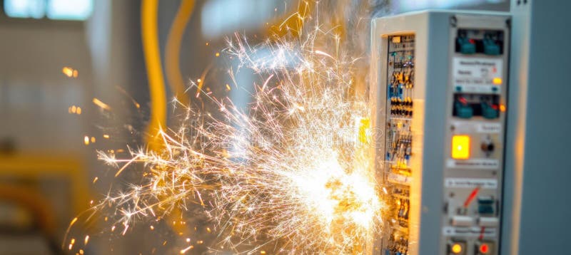 Electrical Panel Generating Sparks during Short Circuit Event Stock ...