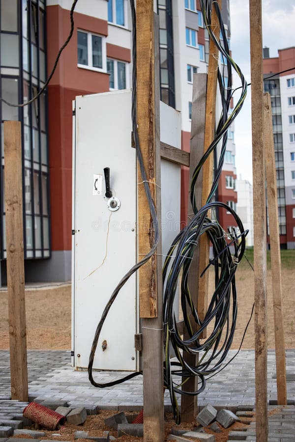 Electrical Panel Installation at a Construction Site for Electric Power ...