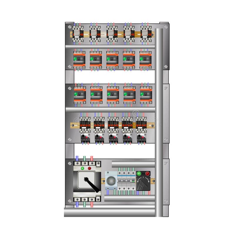 Electrical Panel with Magnetic Contactor Stock Vector - Illustration of ...