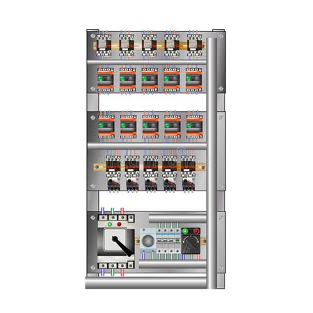 Electrical Panel with Magnetic Contactor Stock Vector - Illustration of ...
