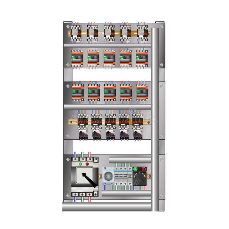 Electrical Panel with Magnetic Contactor Stock Vector - Illustration of ...