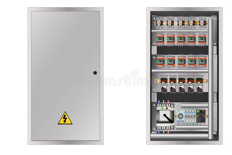 Electrical Panel with Magnetic Contactor Stock Vector - Illustration of ...