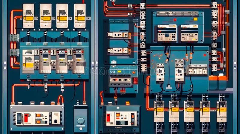 An Electrical Panel with Many Different Types of Wires. Generative AI ...