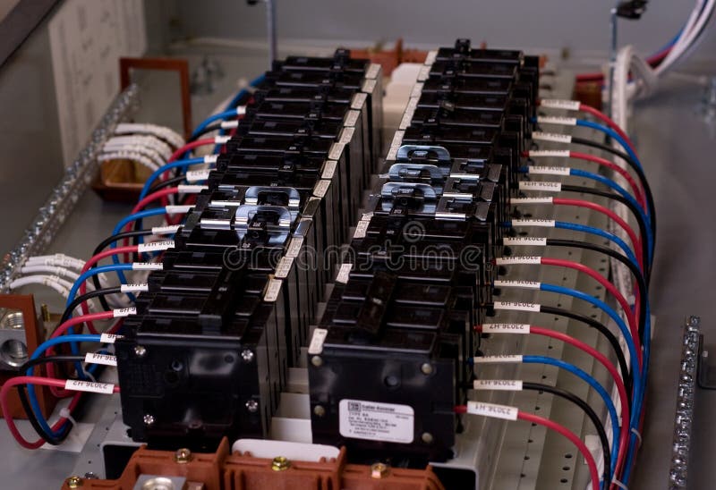 Electrical panel open stock image. Image of wire, black - 16494623