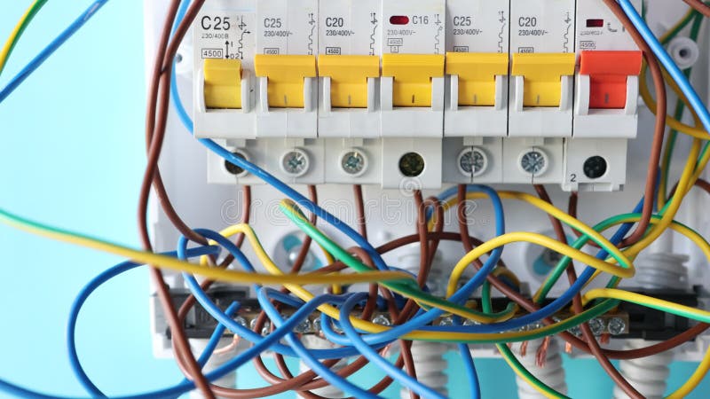 Electrical Work with Fuse Box Panel Service at Home. Stock Video ...