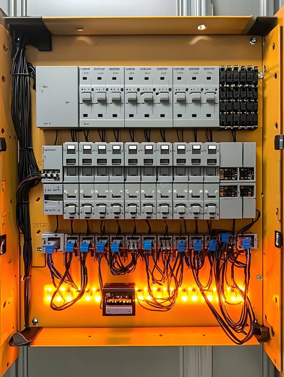 Modern Electrical Panel Showcasing Multiple Switches and Wired ...