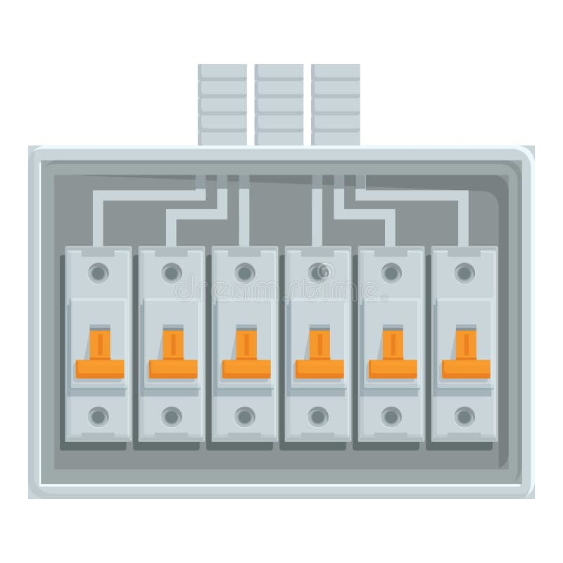 Electrical Panel with Six Circuit Breakers Controlling Power Supply ...