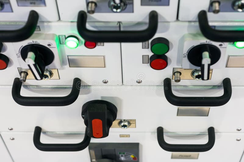 Electrical Panel with Switches and Warning Lights Stock Image - Image ...