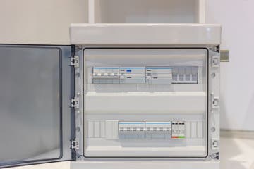 Electrical Panel - White Open Voltage Switchboard Stock Image - Image ...