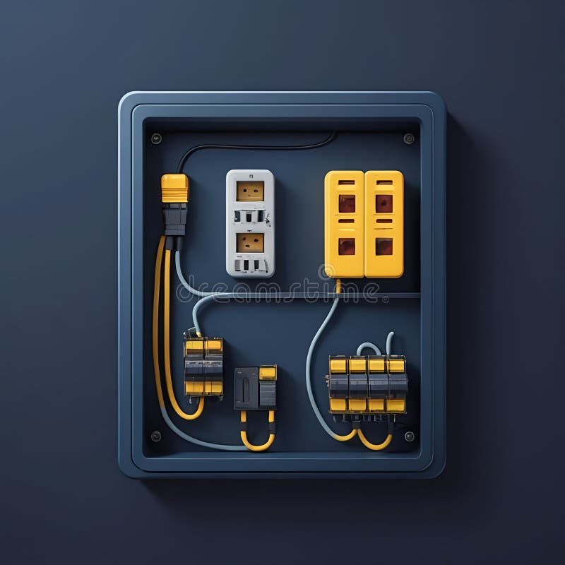 Electrical Panel with Wiring and Circuit Breakers Close Up Stock ...