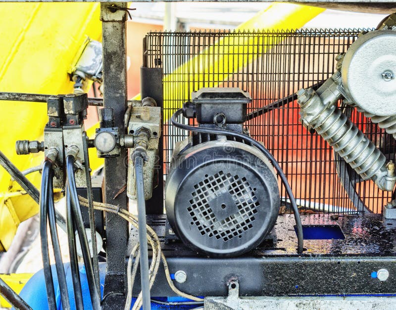 Electrical Parts and Industrial Pipelines of Compressor Presents Stock ...