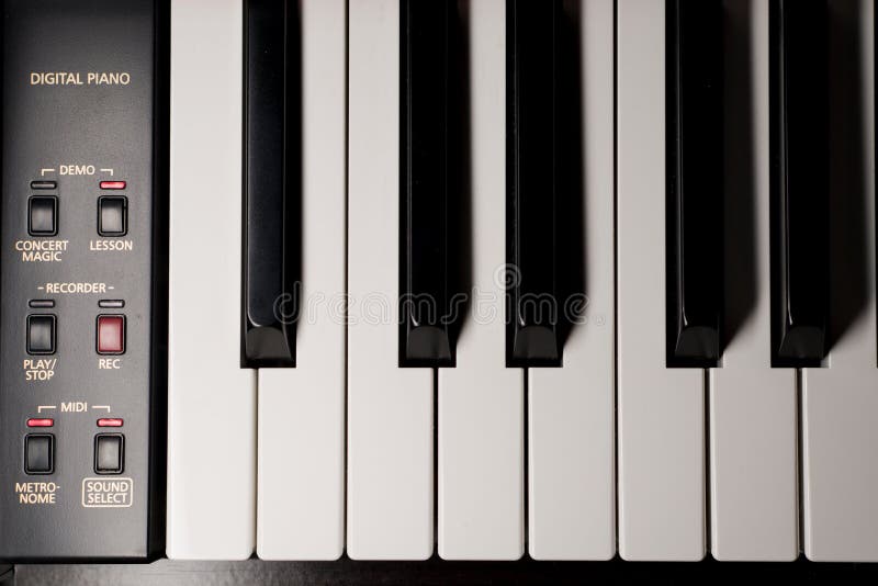 Electrical Piano Keys and Controls from Above Stock Image - Image of ...