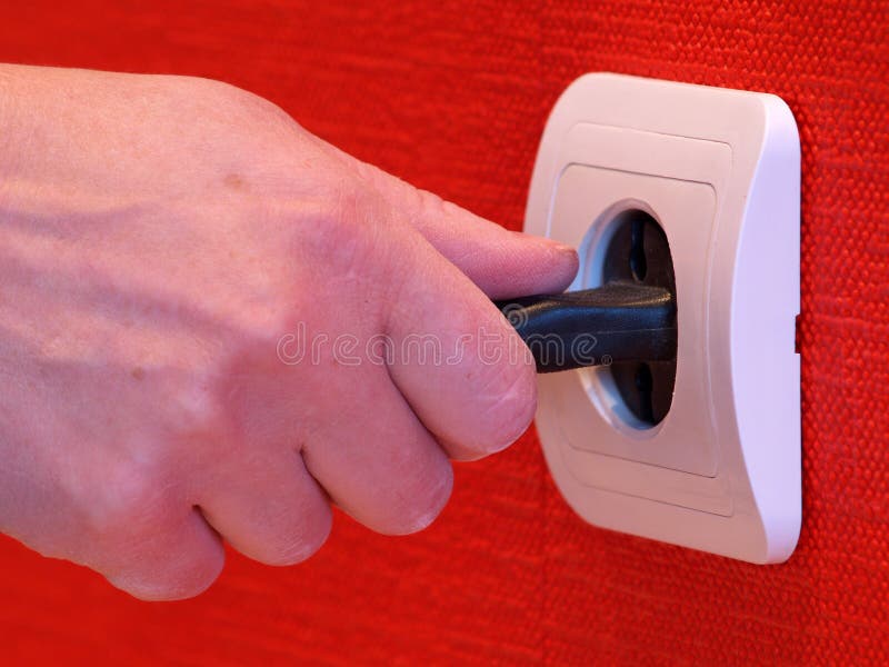 Electrical plug stock image. Image of hand, connect, wall - 7873183