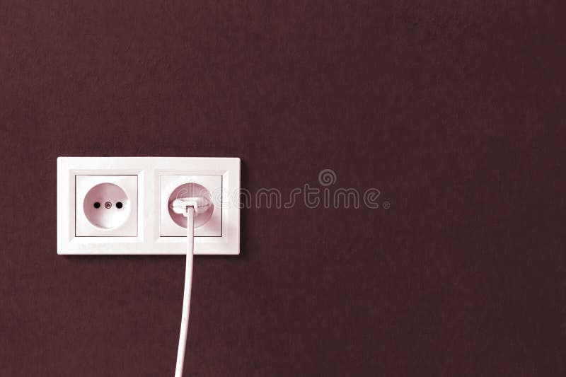 Electrical Plug in Electric Double Socket on Wall Stock Image - Image ...