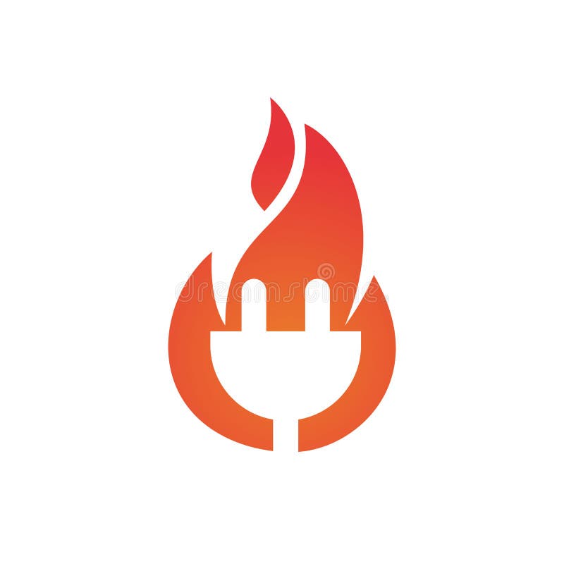 Electrical Plug with Fire Icon Logo Design. Fire Energy Logo Concept ...