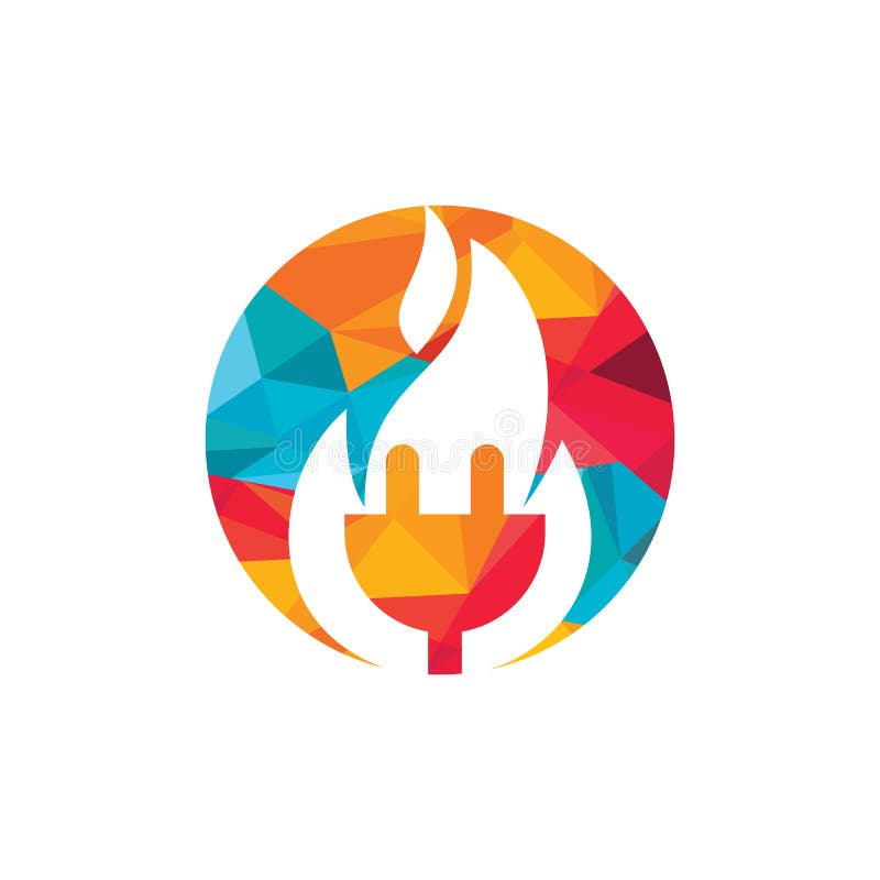 Electrical Plug with Fire Icon Logo Design. Fire Energy Logo Concept ...