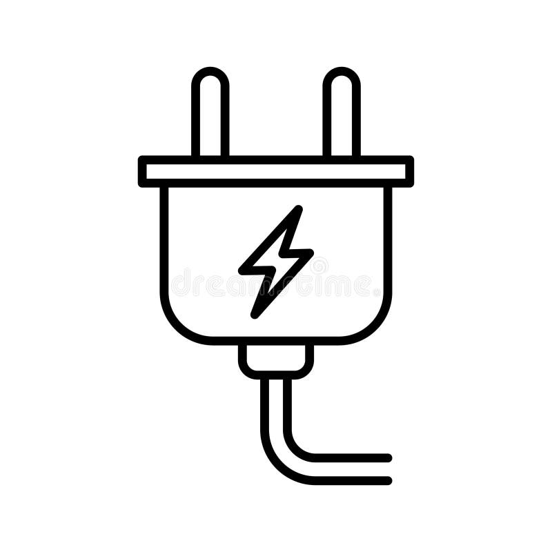 Electrical Plug with Lighting Icon. Plug with Wire Isolated on White ...