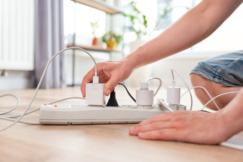 Electrical Plug in Outlet Socket at Home Stock Image - Image of earth ...