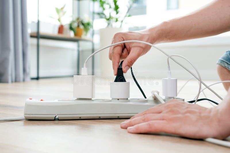 Electrical Plug in Outlet Socket at Home Stock Image - Image of earth ...