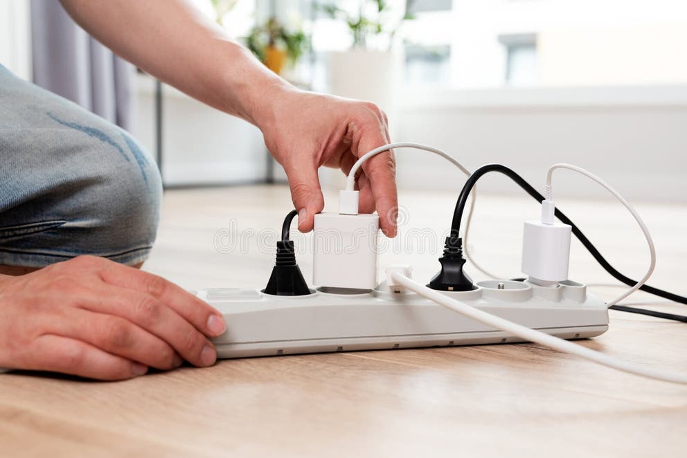 Electrical Plug in Outlet Socket at Home Stock Image - Image of concept ...