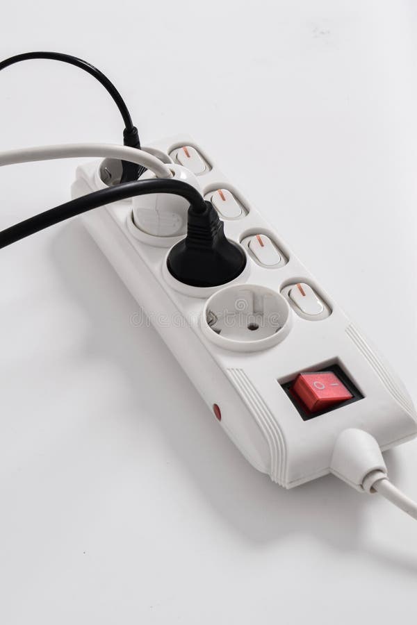 Electrical Plug in Outlet Socket at Home Isolated on White Background ...