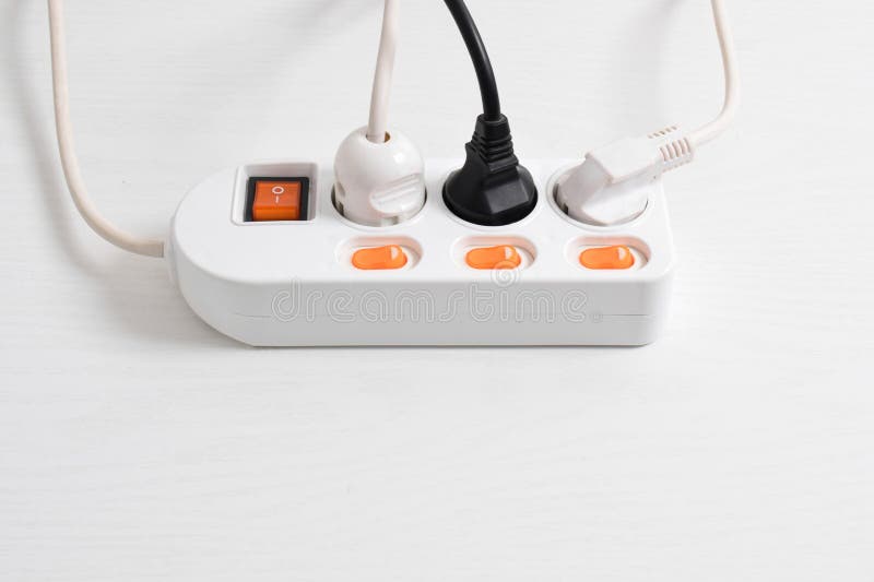 Electrical Plug in Outlet Socket at Home Isolated on White Background ...