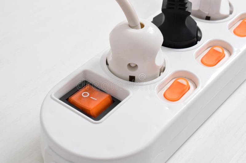 Electrical Plug in Outlet Socket at Home Isolated on White Background ...