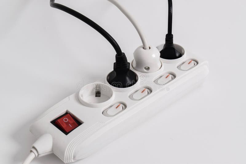 Electrical Plug in Outlet Socket at Home Isolated on White Background ...