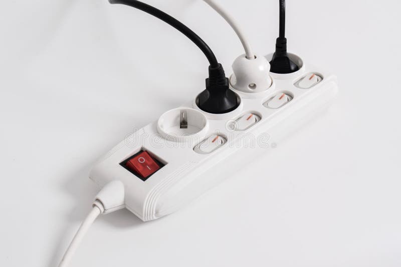 Electrical Plug in Outlet Socket at Home Isolated on White Background ...