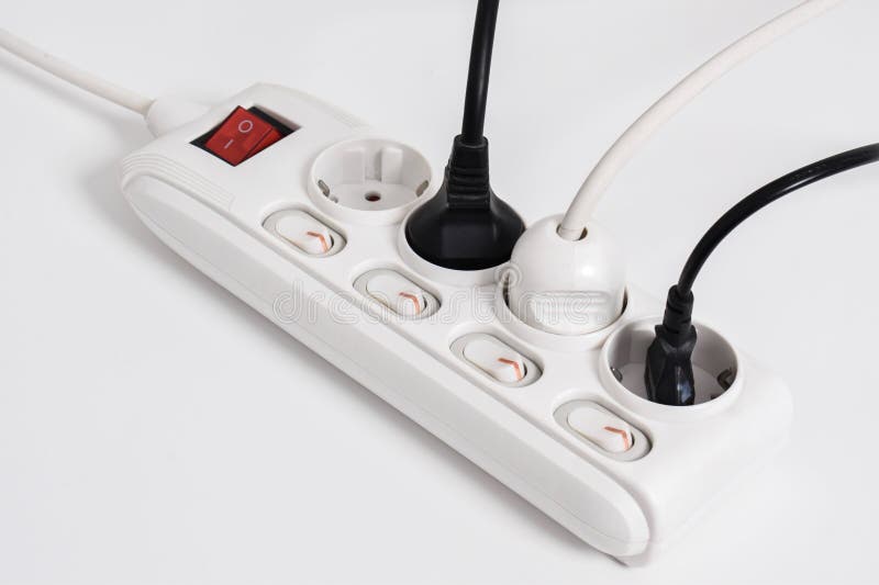 Electrical Plug in Outlet Socket at Home Isolated on White Background ...