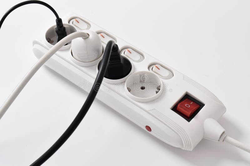 Electrical Plug in Outlet Socket at Home Isolated on White Background ...