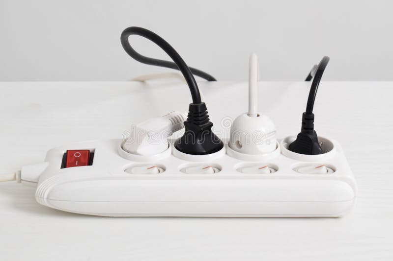 Electrical Plug in Outlet Socket at Home Isolated on White Background ...